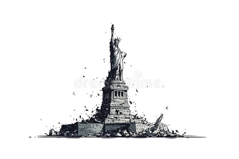 Destroyed Statue of Liberty Isolated Stock Vector - Illustration of ...