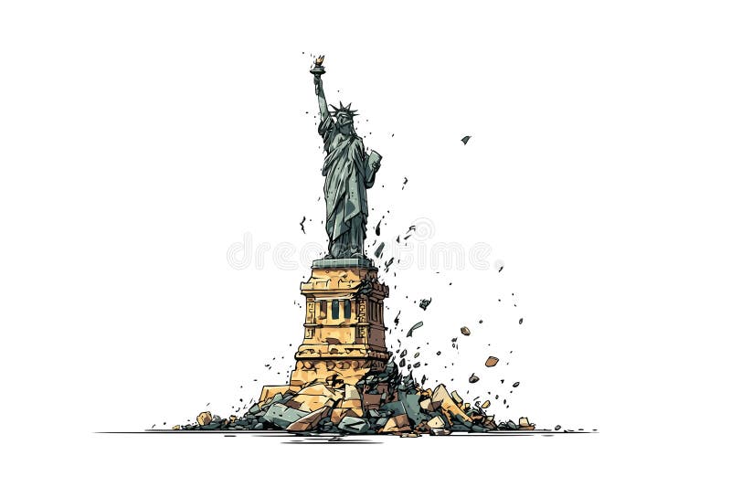 Destroyed Statue of Liberty Isolated Stock Vector - Illustration of ...