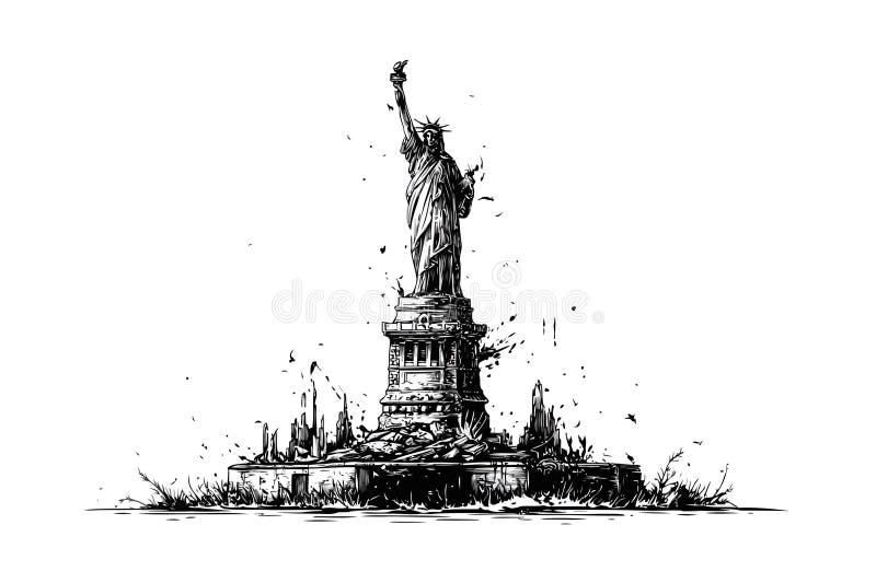 Destroyed Statue of Liberty Isolated Stock Vector - Illustration of ...