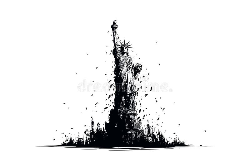 Destroyed Statue of Liberty Isolated Stock Illustration - Illustration ...
