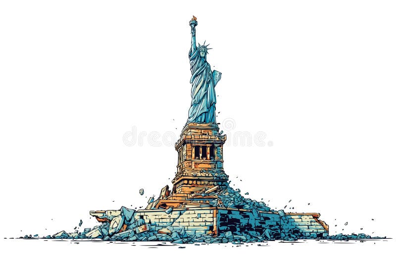 Destroyed Statue of Liberty Isolated Stock Vector - Illustration of ...