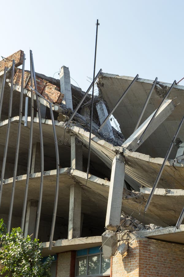 Destroyed Structure, Broken Floors. Vertically Stock Image - Image of ...