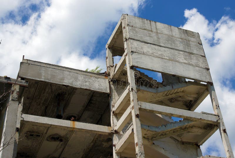 Destroyed Structures of an Abandoned Factory Stock Photo - Image of ...