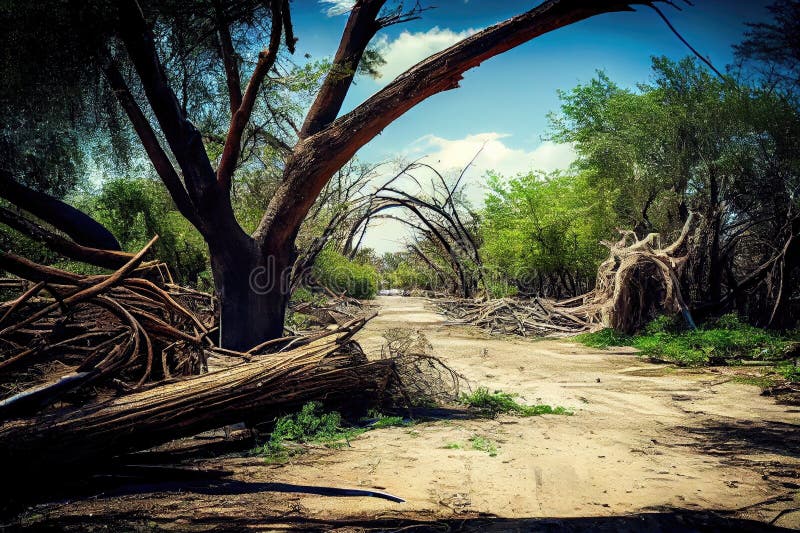 Destroyed Trees and Broken Branches in Park after Aftermath Hurricane ...