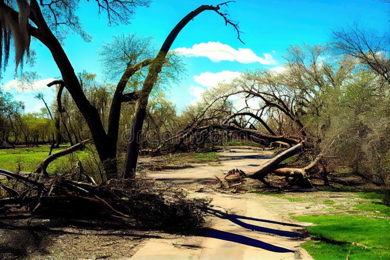 Destroyed Trees and Broken Branches in Park after Aftermath Hurricane ...