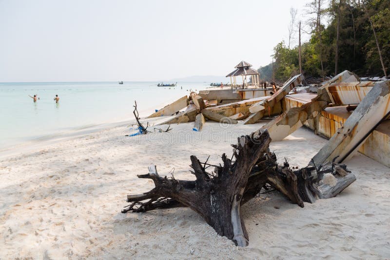 Destroyed after the Tsunami on the Island in the Andaman Sea Stock ...