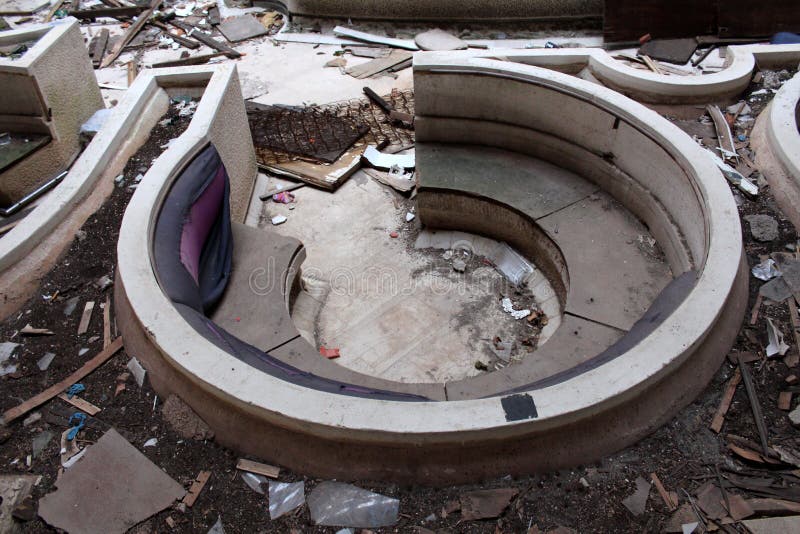 Destroyed VIP Area at Abandoned Local Restaurant with Broken Seats and ...