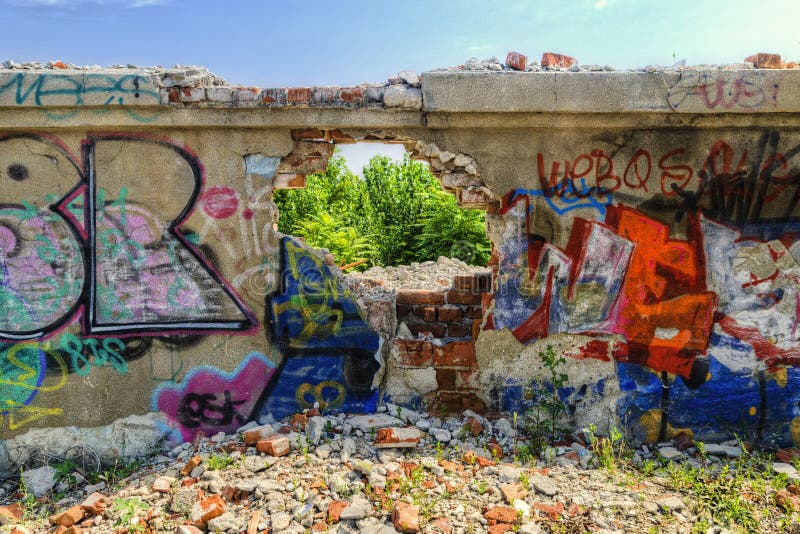 Destroyed wall stock photo. Image of colorful, asphalt - 32191516