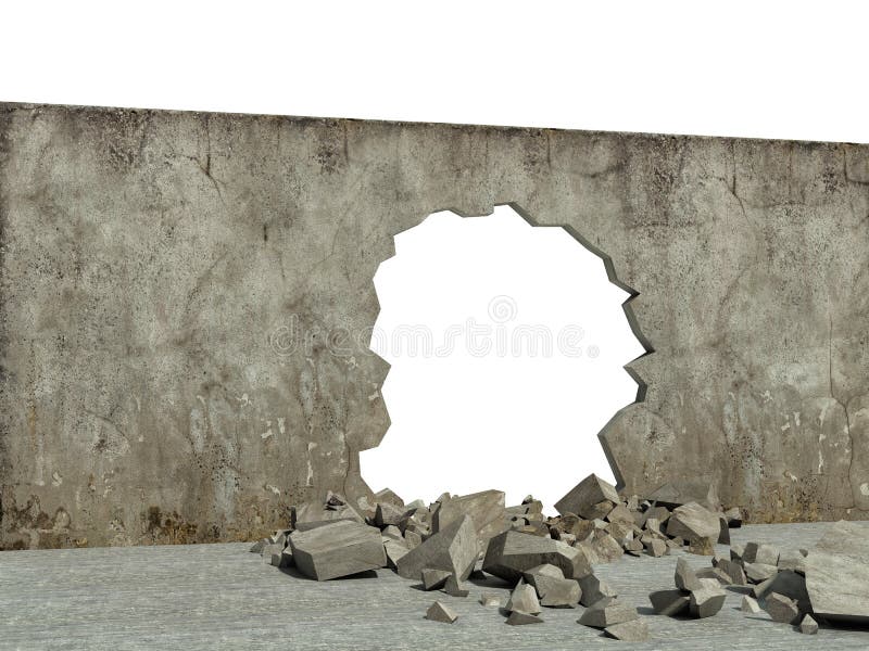 Destroyed Wall of Concrete Structure Stock Illustration - Illustration ...