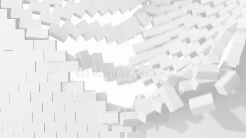 A Brick Structure Falling Apart. 3D Illustration Stock Illustration ...