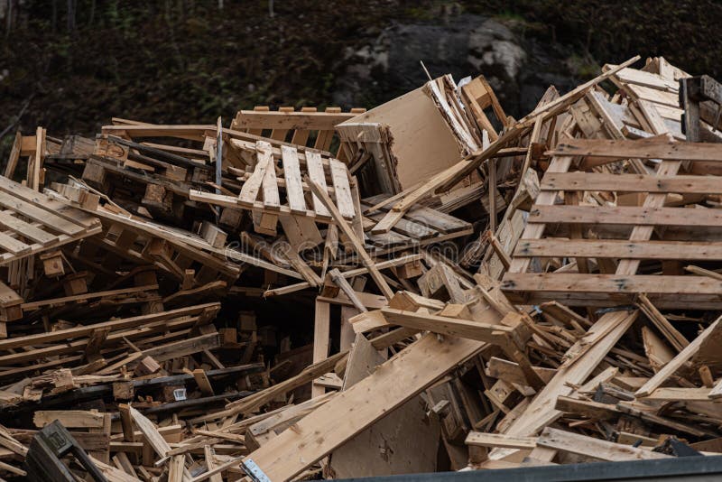 Destroyed Wooden Pallets at a Landfill.. Stock Image - Image of plank ...