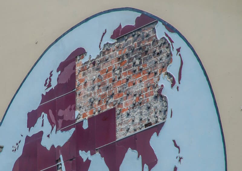 Destroyed World Map on the Wall of a House in Havana Stock Photo ...
