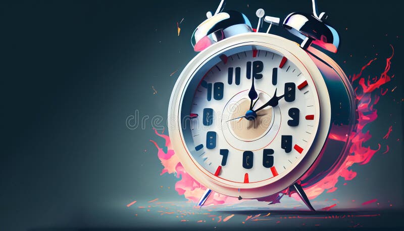 Destroying Burning Clock in Space. Clock Inner Mechanical Parts Shows ...