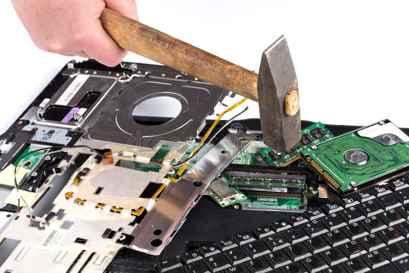 Destroying Laptop with a Hammer Stock Image - Image of destruction ...