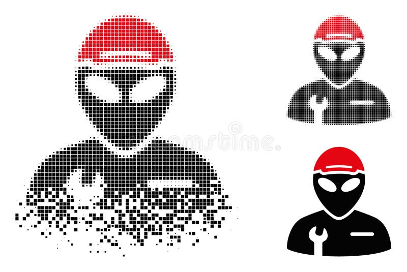 Destructed Dot Halftone Alien Serviceman Icon Stock Vector ... Destructed Dot Halftone Alien Serviceman Icon Stock Vector ...