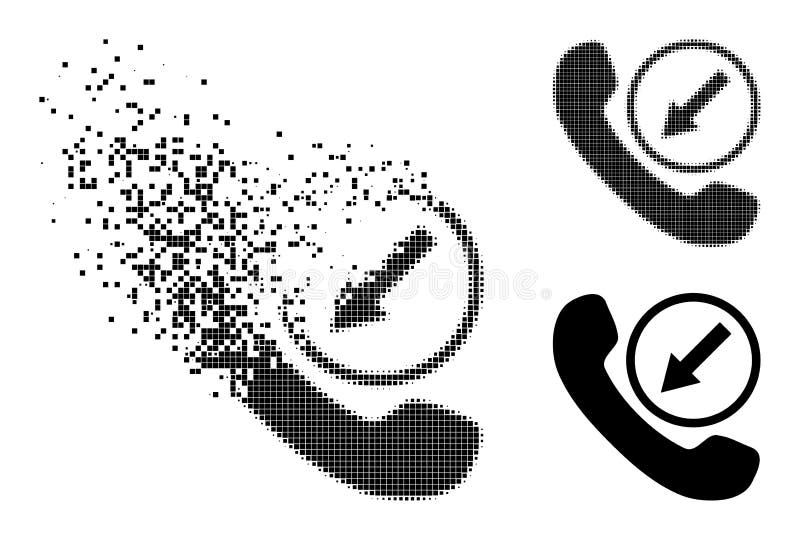 Destructed and Halftone Pixel Incoming Call Glyph Stock Vector ...