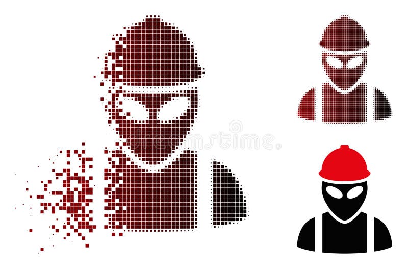 Destructed Pixel Halftone Alien Builder Icon Stock Vector ...