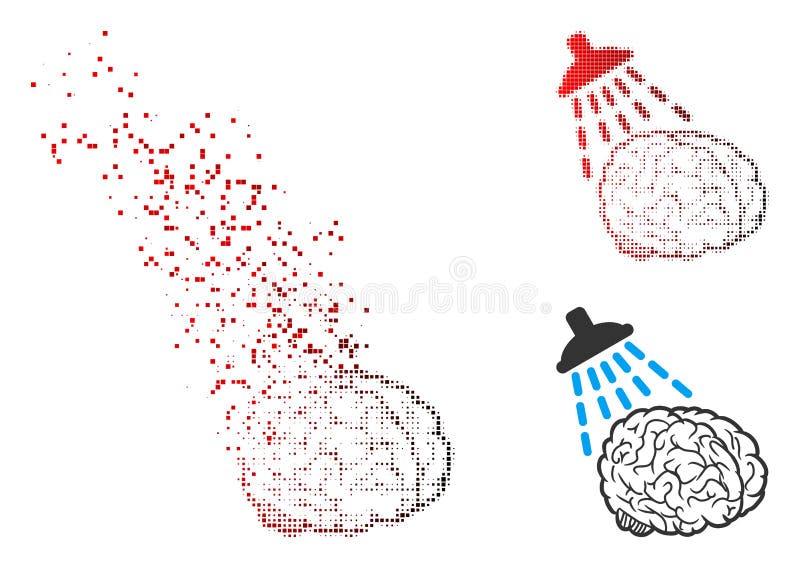 Destructed Pixel Halftone Brain Washing Icon Stock Vector ...