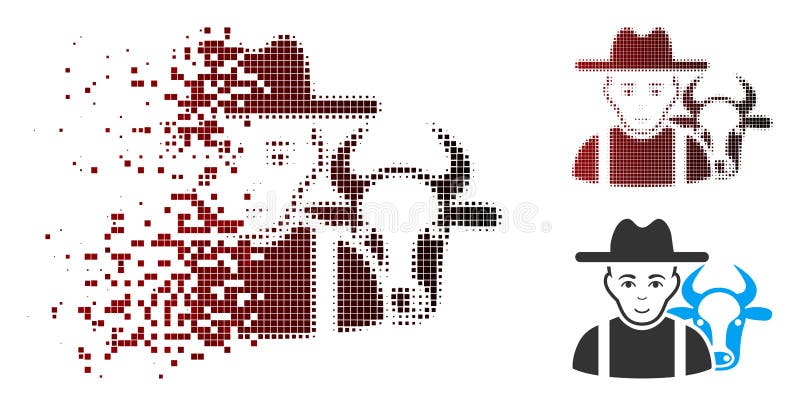 Destructed Pixel Halftone Cattle Farmer Icon Stock Vector ... Destructed Pixel Halftone Cattle Farmer Icon Stock Vector ...