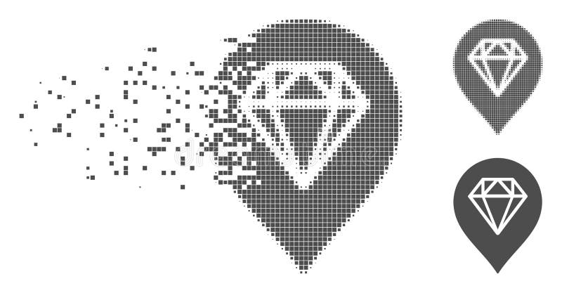 Destructed Pixel Halftone Diamond Map Marker Icon Stock Vector ...