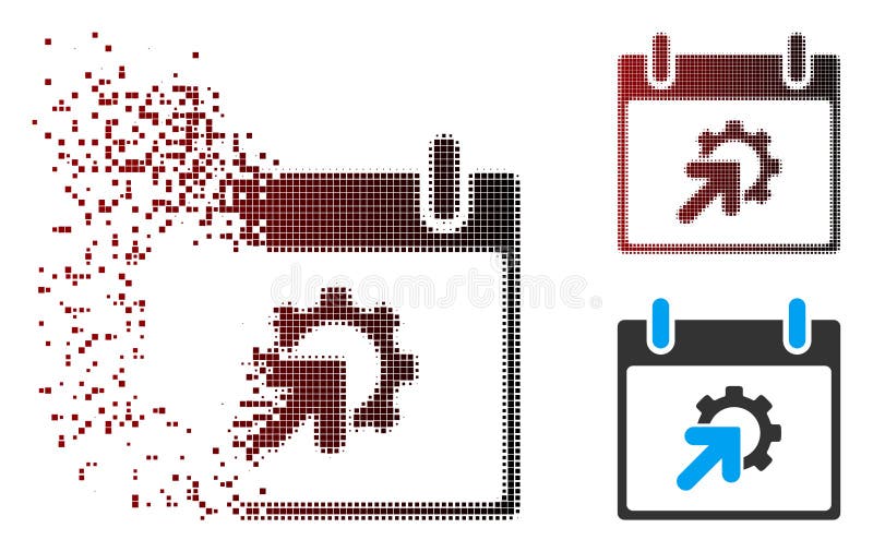 Destructed Pixel Halftone Gear Integration Calendar Day Icon Stock ... Destructed Pixel Halftone Gear Integration Calendar Day Icon Stock ...