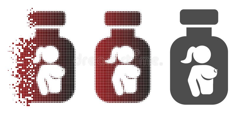 Destructed Pixel Halftone Lady Breast Vial Icon Stock Vector ... Destructed Pixel Halftone Lady Breast Vial Icon Stock Vector ...