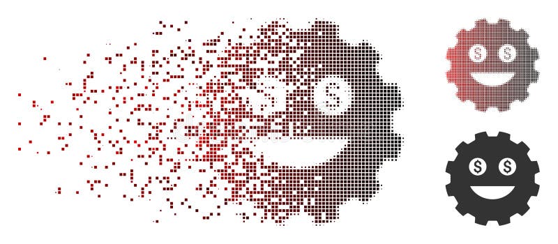 Destructed Pixel Halftone Lucky Smiley Gear Icon Stock Vector ...