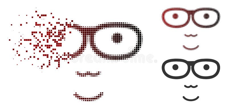 Destructed Pixel Halftone Nerd Face Icon Stock Vector - Illustration of ...