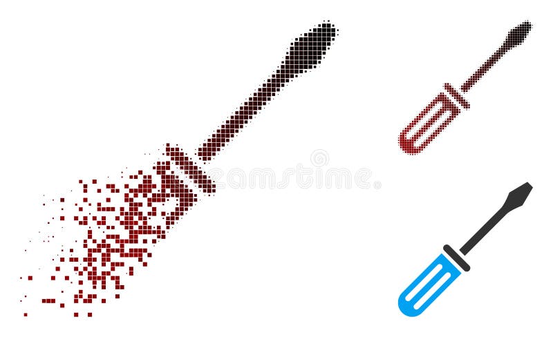 Destructed Pixel Halftone Screwdriver Icon Stock Vector - Illustration ...