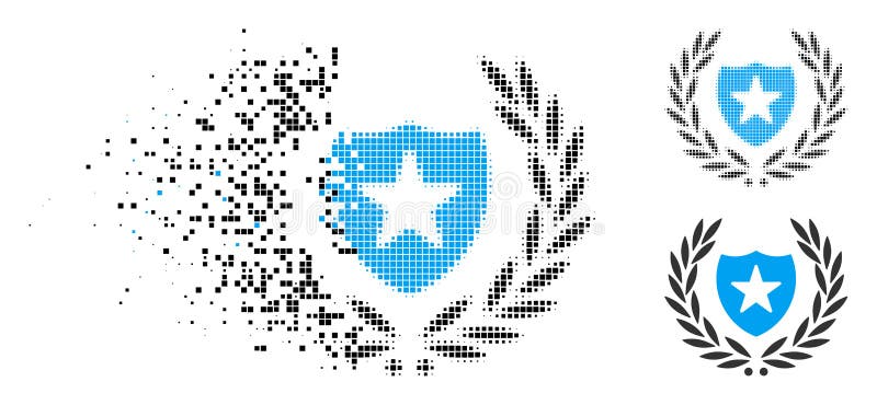 Destructed Pixel Halftone Shield Laurel Wreath Icon Stock Vector ... Destructed Pixel Halftone Shield Laurel Wreath Icon Stock Vector ...