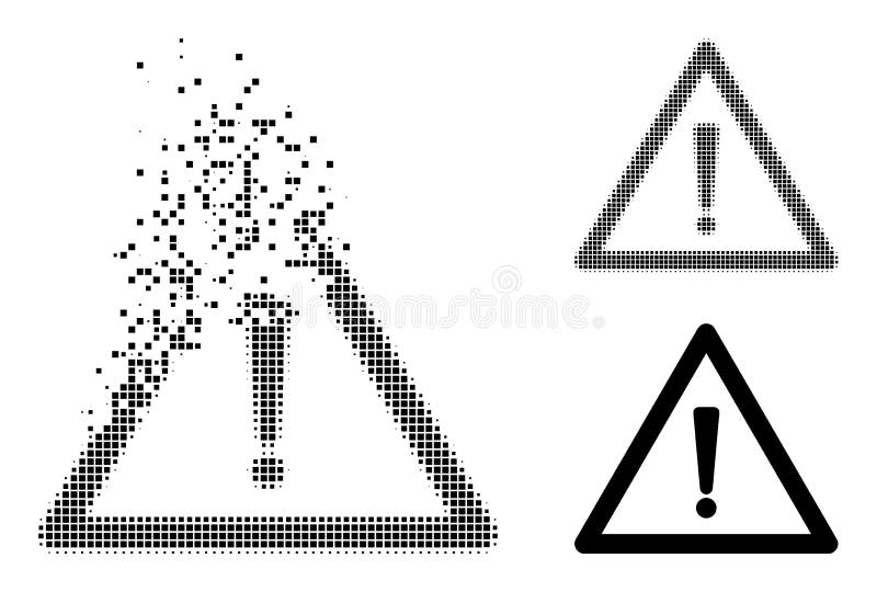Destructed Pixel and Original Warning Sign Icon Stock Vector ...