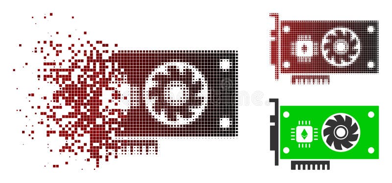 Destructed Pixelated Halftone Ethereum GPU Videocard Icon Stock Vector ...