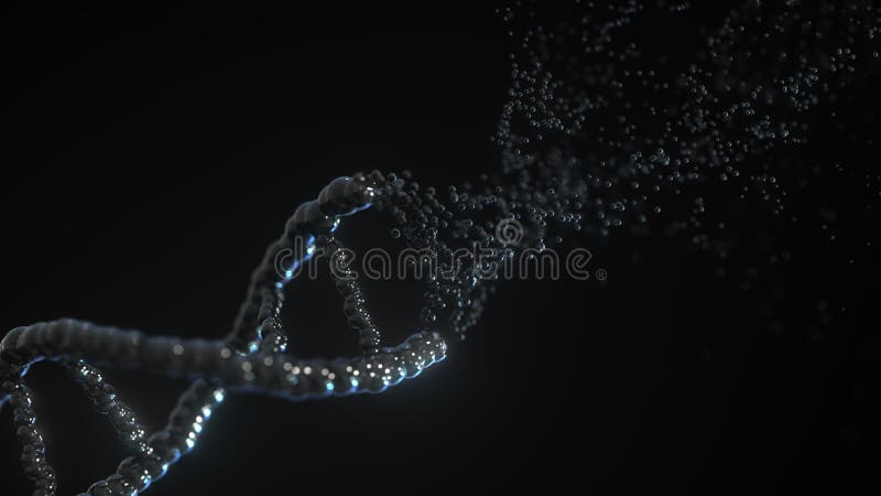 Destructing Black DNA Molecule. Conceptual 3D Rendering Stock ...