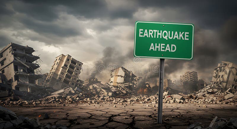 Destruction Caused by Earthquake Ahead Showing Collapsed Buildings and ...
