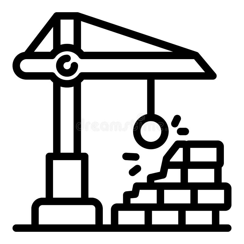 Building Destruction Icon, Outline Style Stock Vector - Illustration of ...