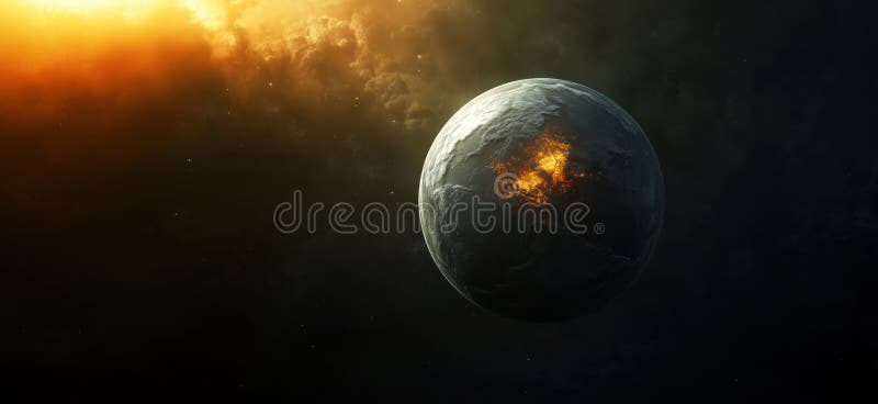 Destruction of Earth by Catastrophic Event, Fiery Explosion, Dark ...