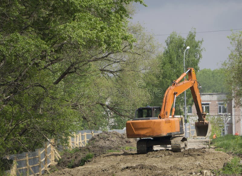 Destruction Excavators Digging the Ground Stock Photo - Image of metal ...