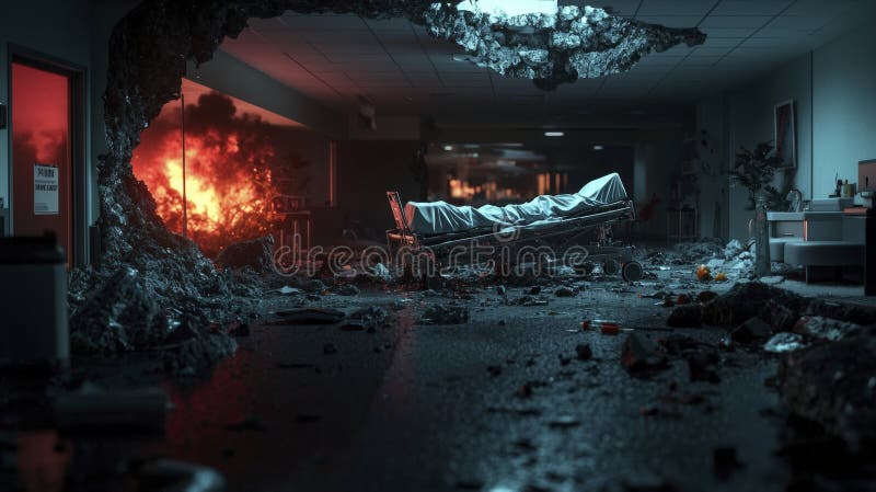 Destruction after Explosion Abandoned Hospital Digital Artwork Chaotic ...