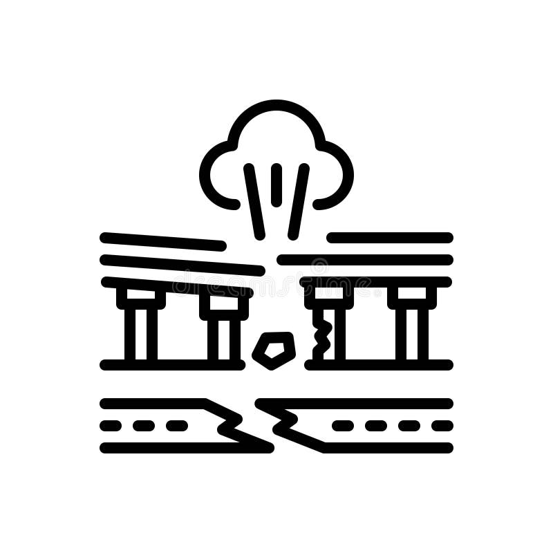 Black Line Icon for Destruction, Demolition and Ravaging Stock Vector ...
