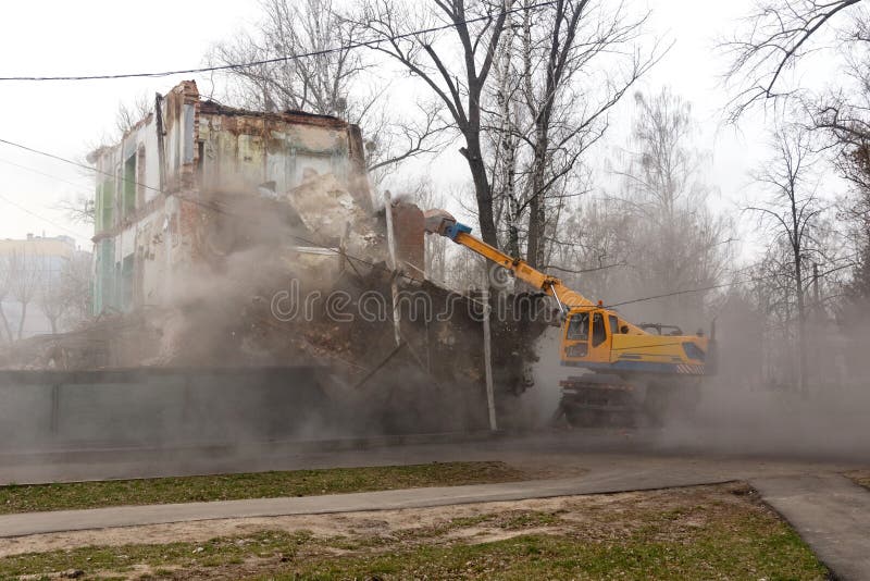 Destruction of a Non-residential Brick Apartment Building Stock Image ...