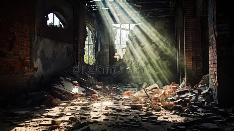 Destruction smashed wall stock illustration. Illustration of weathered ...