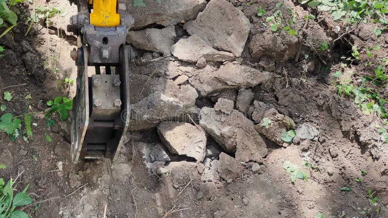 Destruction of Solid Soil Rock with Pneumatic Jackhammer Stock Video ...