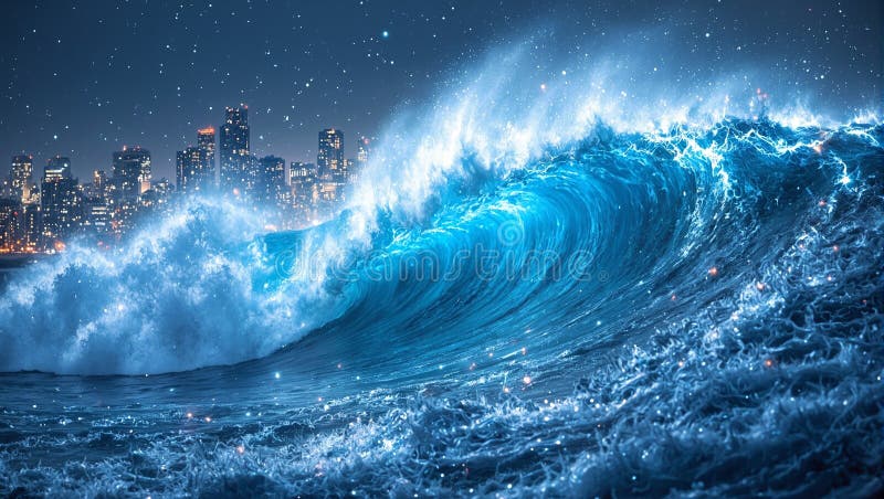 Destructive Blue Energy Tidal Wave Stock Illustrations – 9 Destructive ...