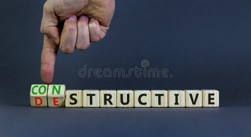 Destructive or Constructive Symbol. Businessman Turns Cubes and Changes ...