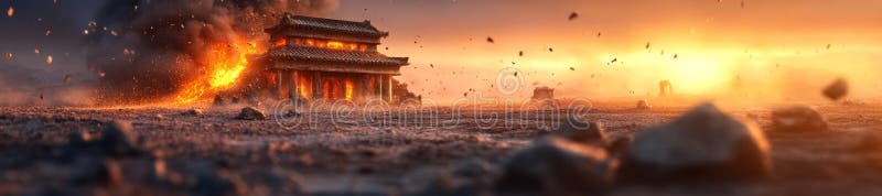 Destructive Explosion in the Ancient Temple in a Warzone Stock ...