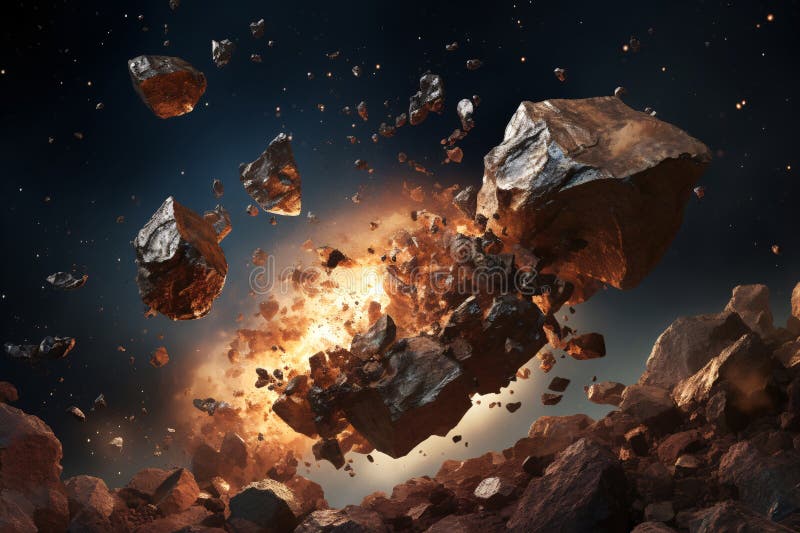 Destructive Force of Meteorite Blast Stock Illustration - Illustration ...