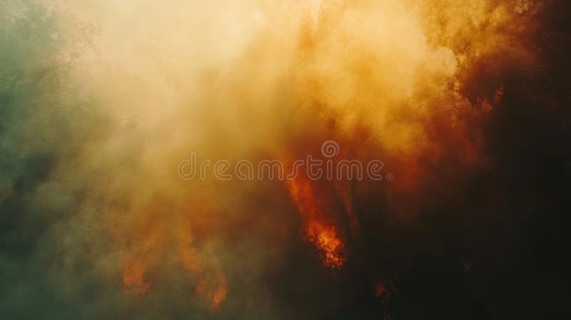 Destructive Forest Fire with Vibrant Flames and Thick Smoke Creating a ...