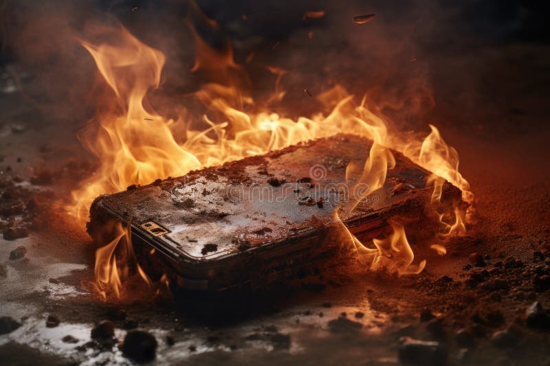 Destructive Lithium Battery Fire. Generate Ai Stock Illustration ...