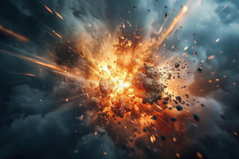Destructive Rocks Explosion. Generate Ai Stock Illustration ...