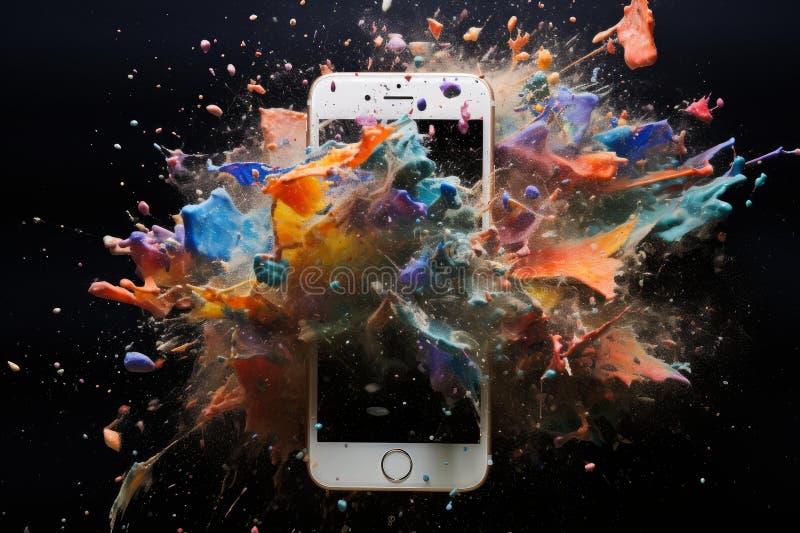 Destructive Smart Phone Exploded. Generate Ai Stock Illustration ...